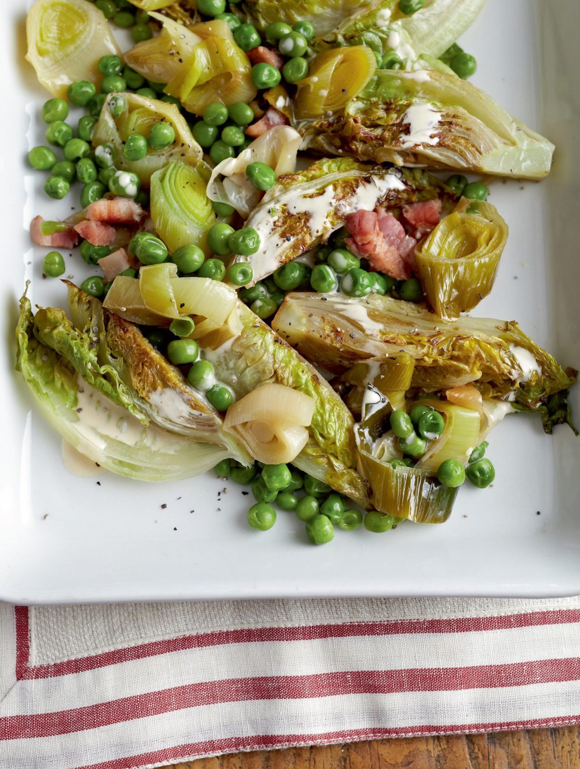 Braised Leeks, Peas and Little Gems Recipe | Vegetable Side Dish