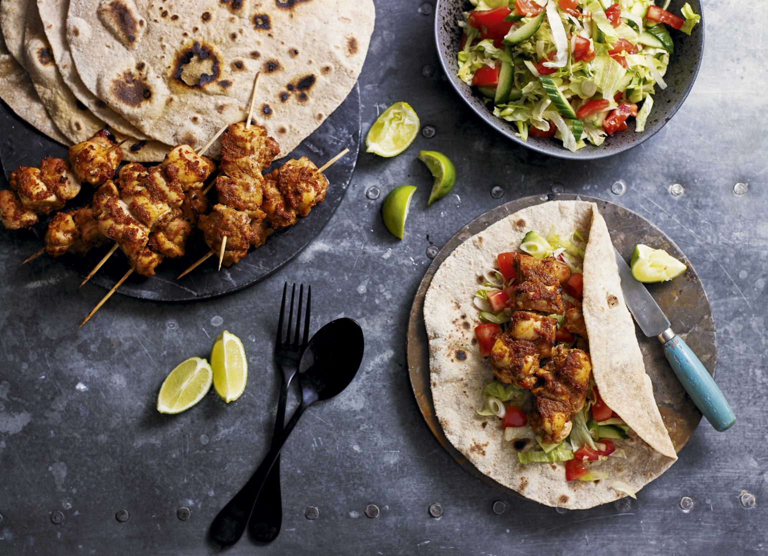 Chicken Tikka Skewers with Chapattis Recipe | Eat Well For Less