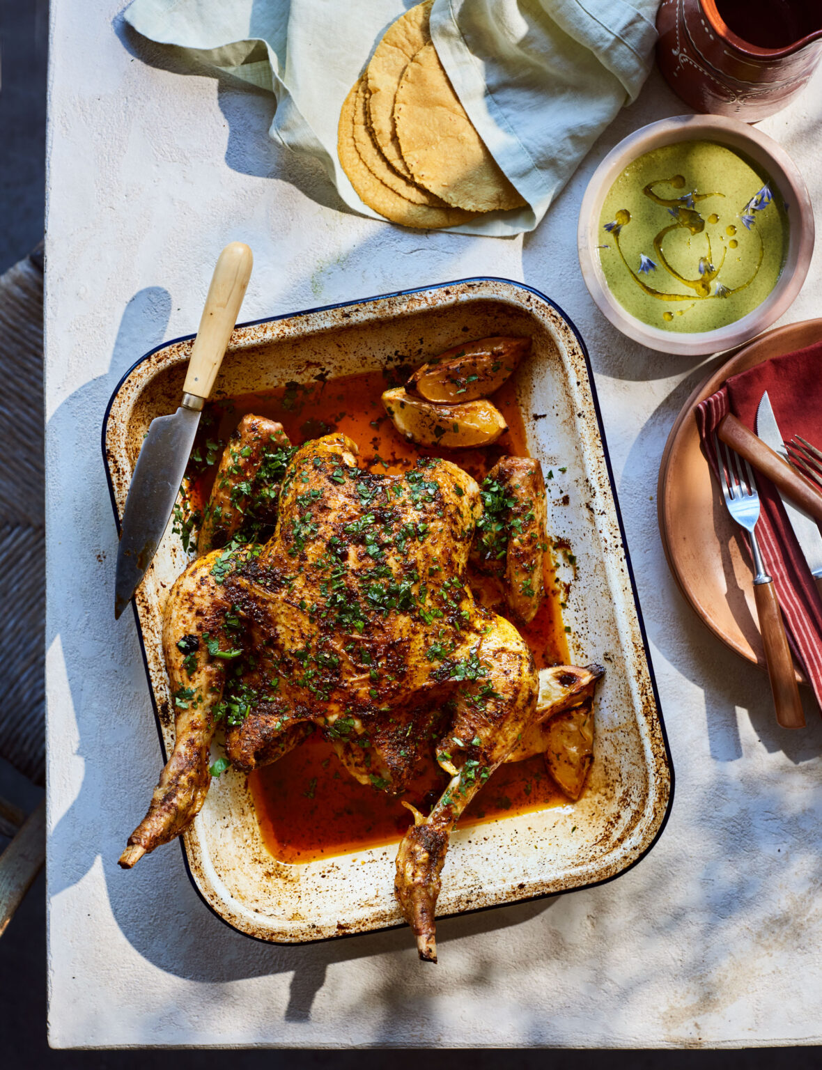 Guajillo Butter Spatchcock Chicken Recipe | Mexican Roast Chicken