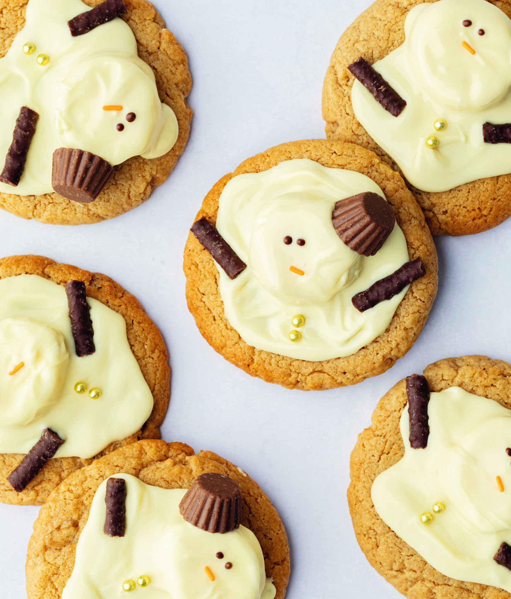 Snowman Puddle Peanut Butter Cookies Recipe | Christmas Cookie Recipe